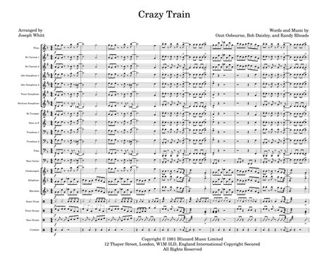 Crazy Train Score Only By Ozzy Osbourne Sheet Music For Marching Band