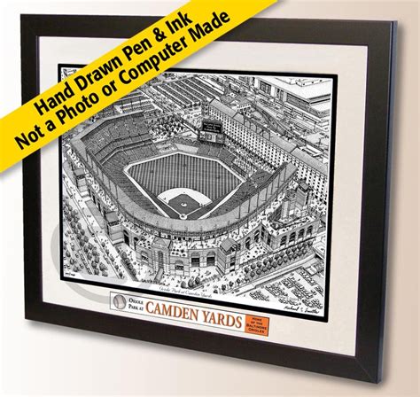 Camden Yards Wall Art Baltimore Orioles Pen And Ink Stadium Drawing