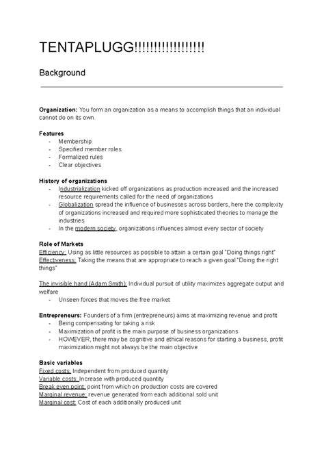 Tentaplugg Principles Of Management Tentaplugg Background Organization