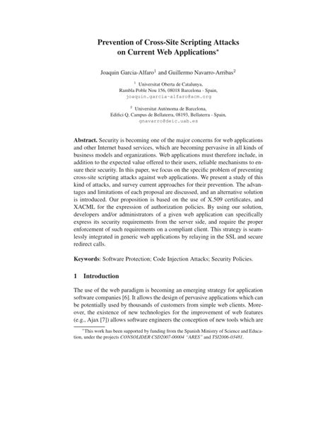 Pdf A Survey On Detection Techniques To Prevent Cross Site Scripting