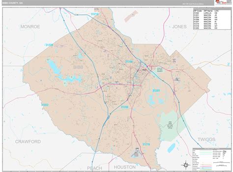 Bibb County Ga Wall Map Premium Style By Marketmaps