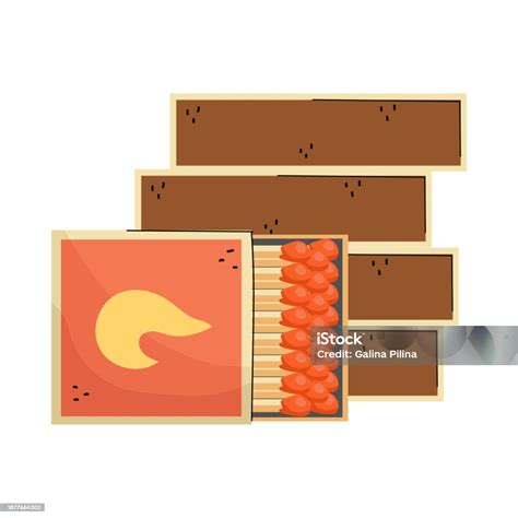 An Cute Illustration Of Matchbox And Matches Stock Illustration