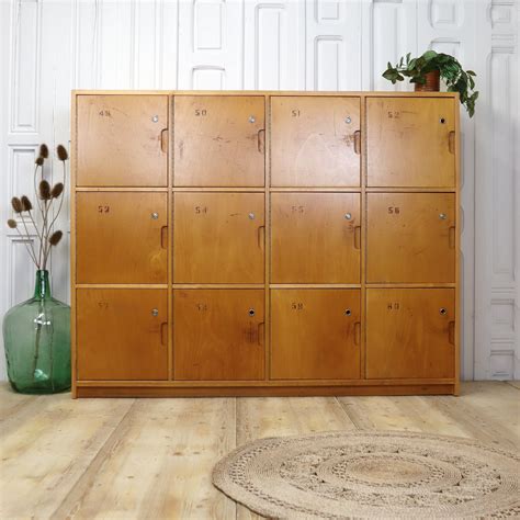 Vintage Esavian School Wooden Lockers 3008a Mustard Vintage