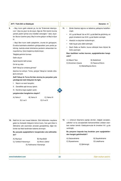 Kr Akademi Yayınları Gamze Hoca Türkçenin Matematiği Ayt Türk Dili Ve Edebiyatı 10 Deneme