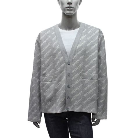 バレンシアガ Balenciaga Allover Cardigan アナグラム カーディガン【メランジグレー】 699822 T3233