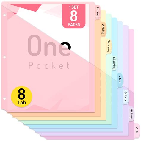 Forvencer 8 Count Dividers For 3 Ring Binder 8 Tabs Binder Dividers