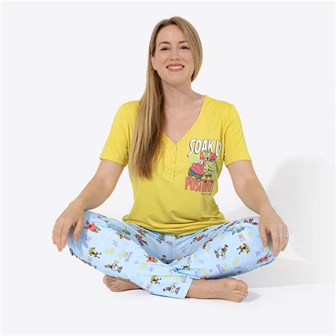 Sleep In Style Spongebob Squarepants Good Vibes Bamboo Womens Pajama