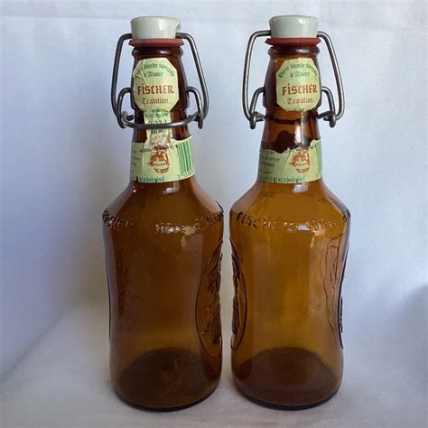 Two Vintage Fischer Beer Bottles With Re Sealable Top Caps 1970s 22 50 Picclick Au