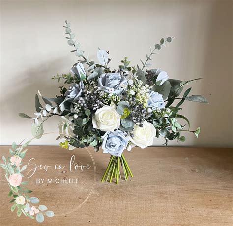 Dusty Blue Wedding Flowers Dusty Blue Bridal Bouquet Light Blue Bouquet Etsy Uk Bridal