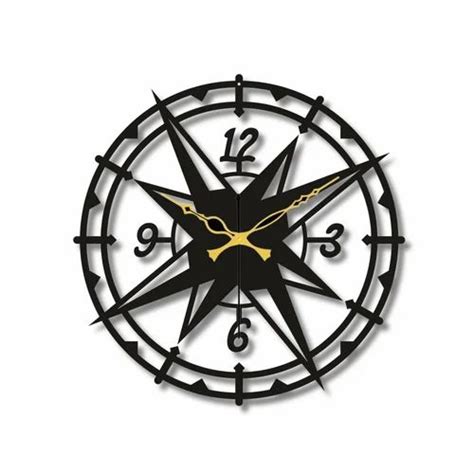 Mild Steel Heritage Compass Black Metal Wall Clock Analog Wall Clock