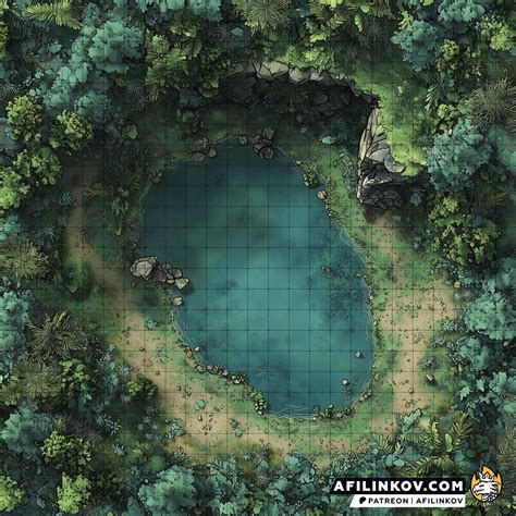 Hidden Jungle Lake Dnd Battle Maps Jungle Hideout Battle Map Dnd