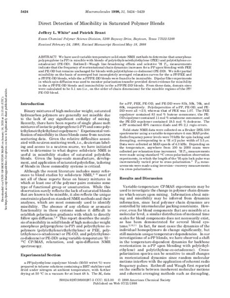 Pdf White Polyolefin Blend Miscibility Nmr