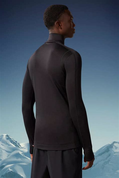 Black Base Layer Polo Neck Sweatshirts For Men Moncler Dk