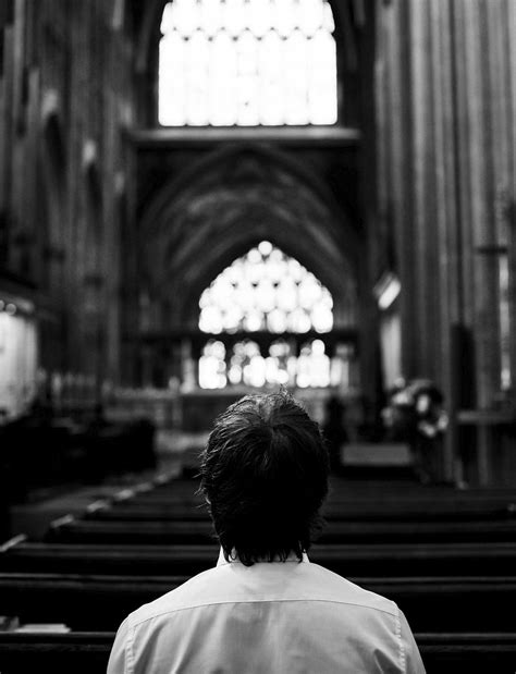 Man Praying Alone At Church Free Photo Rawpixel