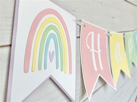 Rainbow Happy Birthday Banner Rainbow Party Decorations Rainbow Birthday Garland Rainbow