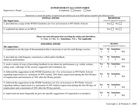 Supervisor Self Evaluation Form