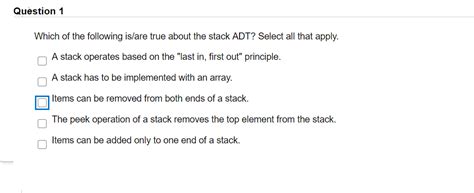 Solved Question Which Of The Following Is Are True About Chegg