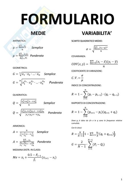Formulario Di Statistica 21
