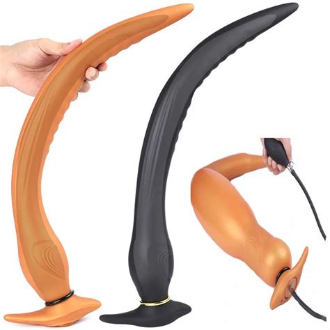 Silicone Anal Dildo Inflatable Butt Plug Flesh Black Multifunction