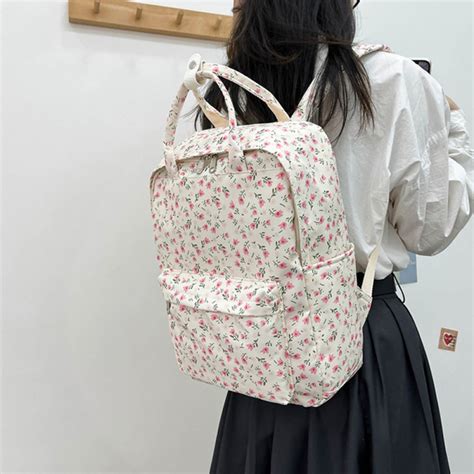 Floral Backpack For Teenage Girls Campus Shoulder School Bag
