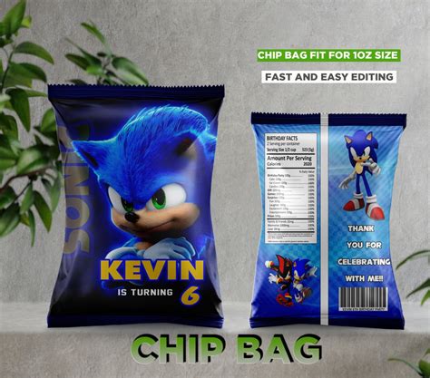 Sonic Chip Bags Sonic Birthday Chip Bag Sonic Party Chip Bag Sonic