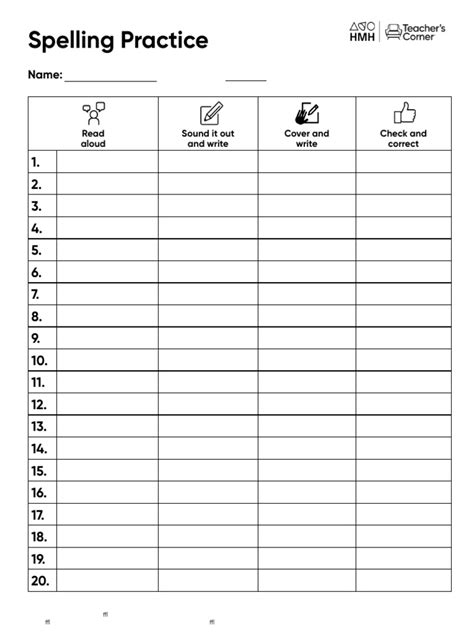 Spelling Practice Sheet Pdf