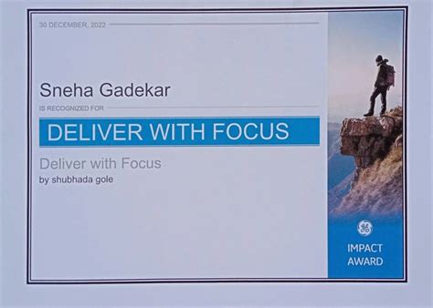 Sneha Gadekar On Linkedin Certificate Of Appreciation Previous Year