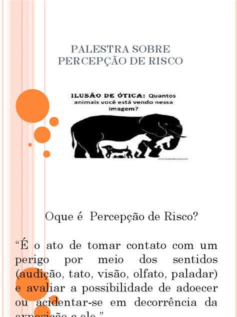 Palestra Percepção De Risco Pdf Percepção Conceitos Psicológicos