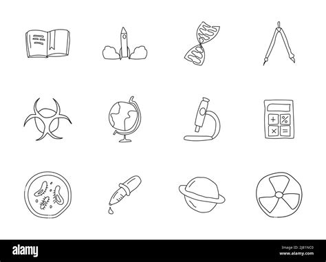 Science Hand Drawn Linear Vector Icons Stock Vector Image And Art Alamy