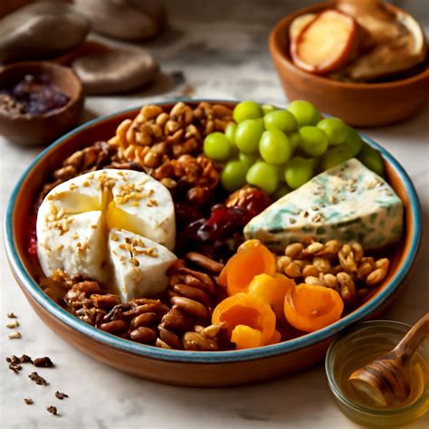 Gourmet Cheese And Nut Tray With Honey Lavender Drizzle