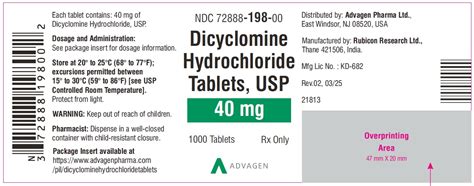 Dicyclomine Tablets Package Insert Prescribing Info