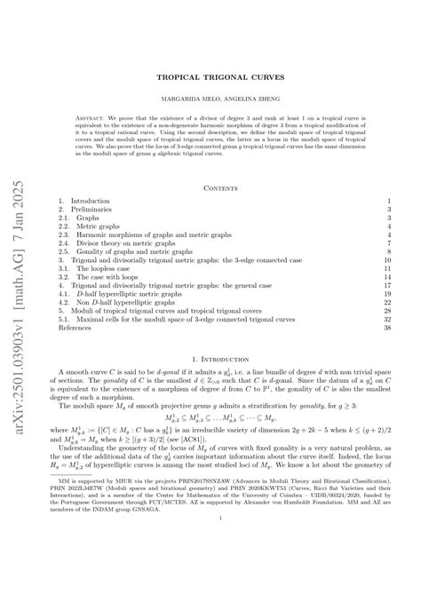 Pdf Tropical Trigonal Curves