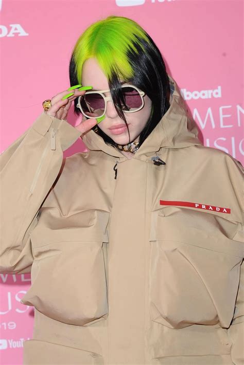 Billie Eilish Wears Prada Coat With Neon Hair To The 2019 Billboard