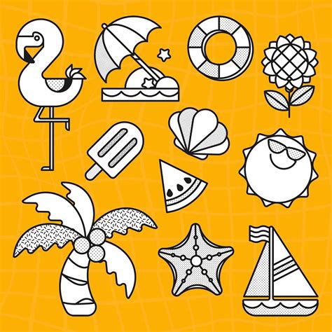 Beach Vacation Doodle Stickers Set Premium Psd Rawpixel