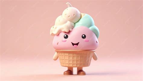 Premium Photo Pastel Pink Ice Cream Cartoon