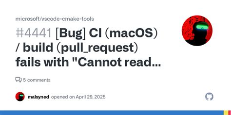 Bug Ci Macos Build Pullrequest Fails With Cannot Read