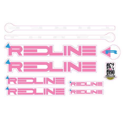 1990 Redline Three Pink And White Decal Set Bmx Products Usa