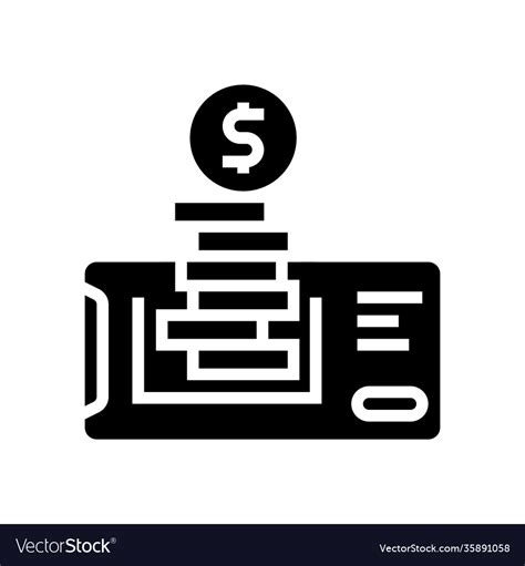 Electronic Money Phone Application Glyph Icon Vector Image