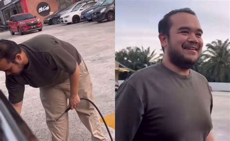 Asyraf Khalid First Time Isi Angin Tayar Kereta