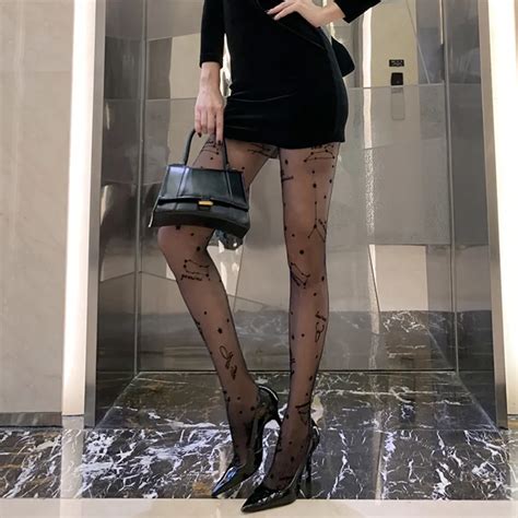 Vintage European Style Sheer Black See Thru Pantyhose