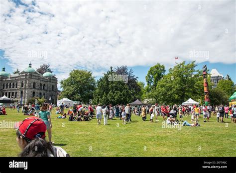 Canadian Citizens Gather At British Columbia Parliament Buildings