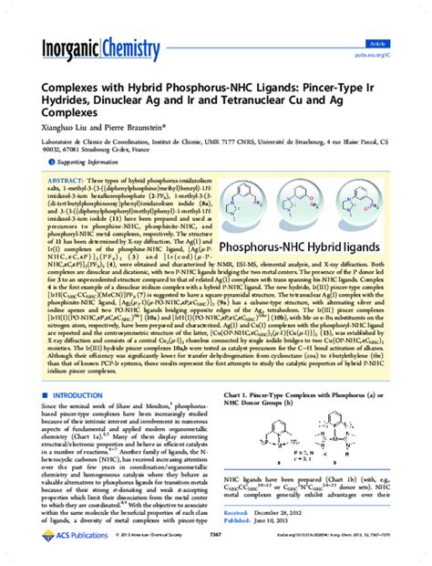 Pdf Complexes With Hybrid Phosphorus Nhc Ligands Pincer Type Ir