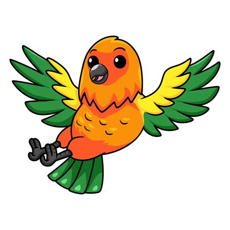 Cute Sun Conure Parrot Cartoon Flying 25370242 Vector Art At Vecteezy