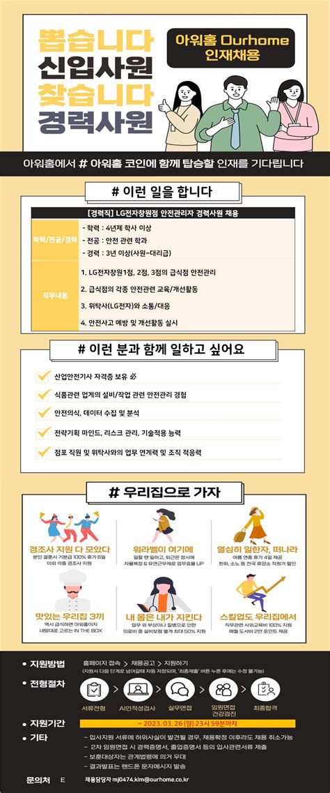 아워홈 채용공고 Lg전자창원점 안전관리자 경력사원 채용 자소서 문항 지원자 스펙 분석까지