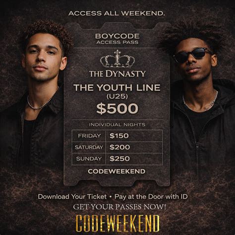 Island E Tickets • Codeweekend Dynasty Youth Line U25