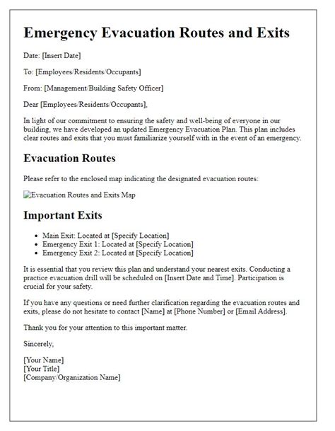 Letter Template For Emergency Evacuation Procedures Briefing Free