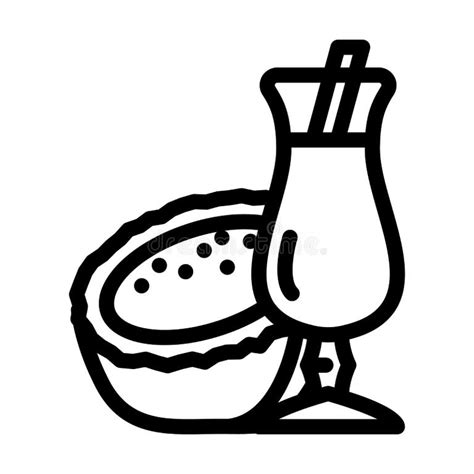 Ilustração Vetorial Do ícone Da Linha Tropical Do Coco Branco