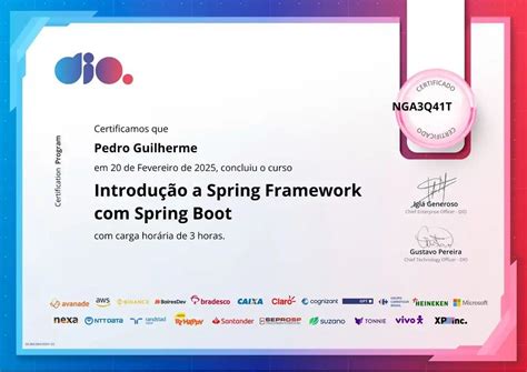 Gostaria De Compartilhar Que Recebi Uma Nova Certificação Introdução A Spring Framework Com