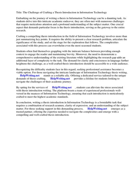 Thesis Introduction Information Technology Pdf Operating System