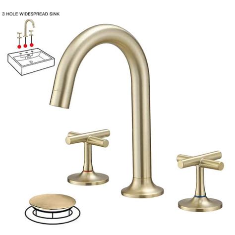 Bwe 8 In Widespread Double Handle High Arc Bathroom Faucet In Brushed Gold A 916453 Bg 5 The